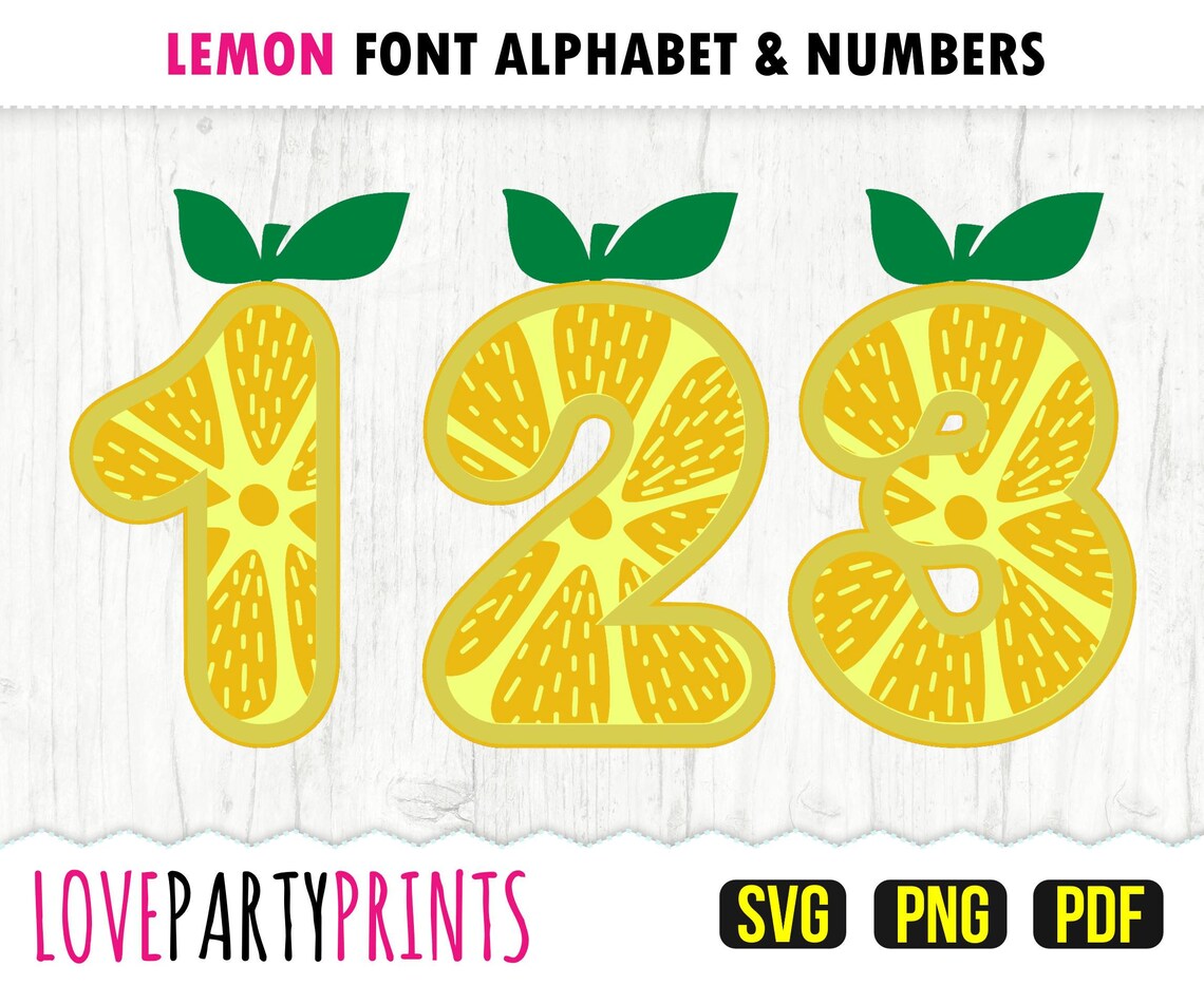 LEMON FONT SVG Png and Pdf Files 300dpi High Quality - Etsy