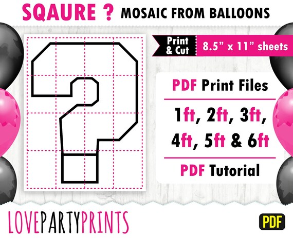 Mosaic Question Mark From Balloons Template PDF 1ft 2ft - Etsy