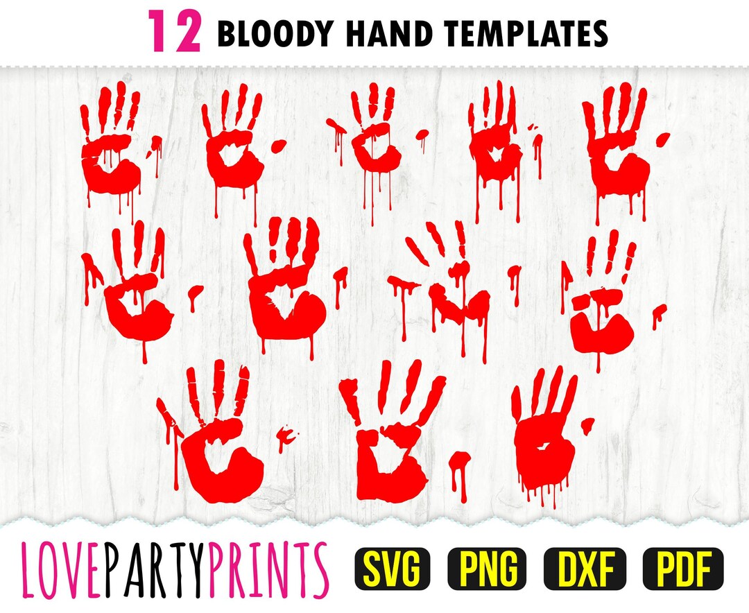 Bloody Hands SVG, DXF, PNG, Pdf, Hand Splatter Svg, Paint Hand Svg ...