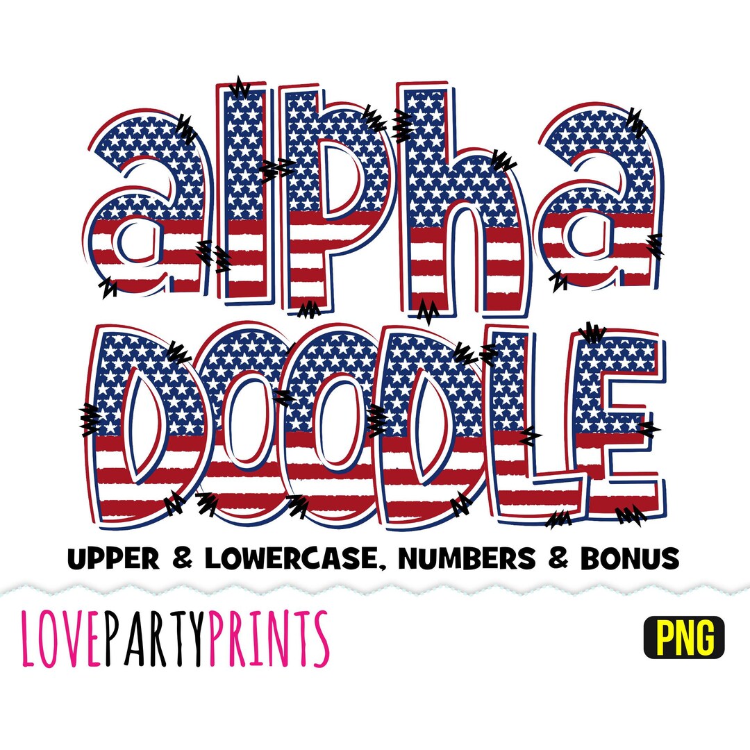 Flag Alphabet Letters Numbers Doodle PNG Font, Uppercase & Lowercase ...