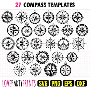 Compass SVG Bundle, PNG, EPS, Dxf, Camping Compass, Nautical Compass ...