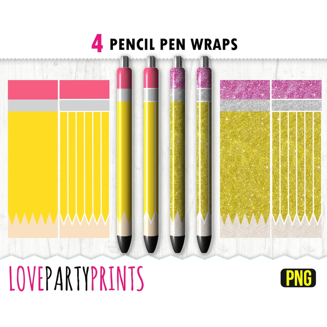 Pencil Pen Wrap PNG, Seamless Pen Wrap, Glitter Pen Wrap PNG, Pen Wrap ...