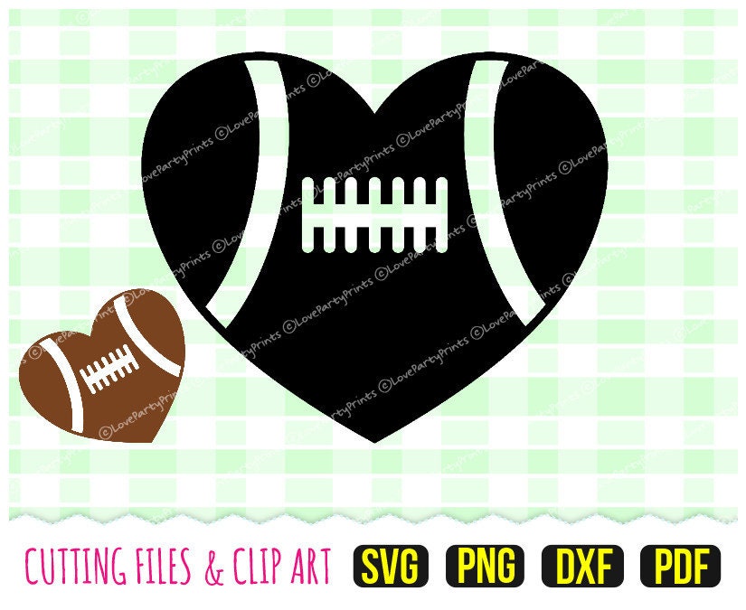 Football Heart Svg, DXF, PNG, PDF, Football Silhouette Cut Files, Heat ...
