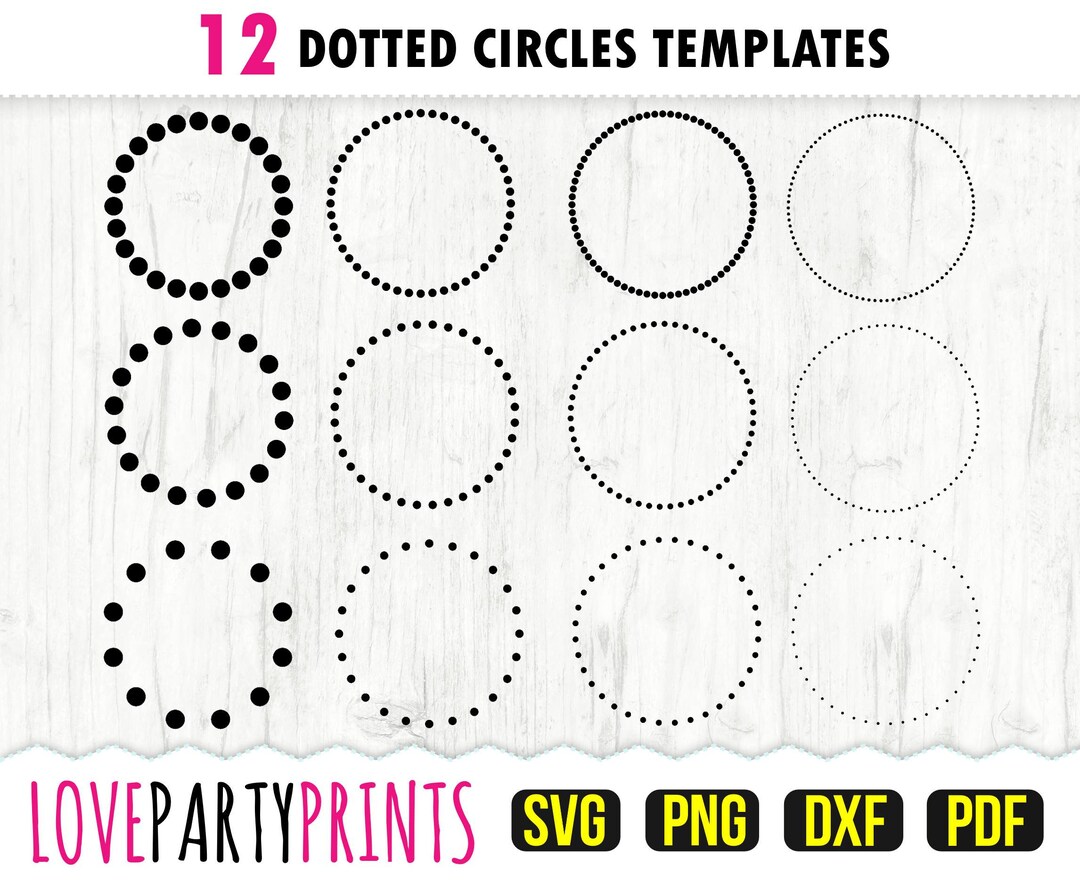 Dotted Circles SVG, DXF, PNG, Pdf, Circle Monogram Frames, Clip Art ...