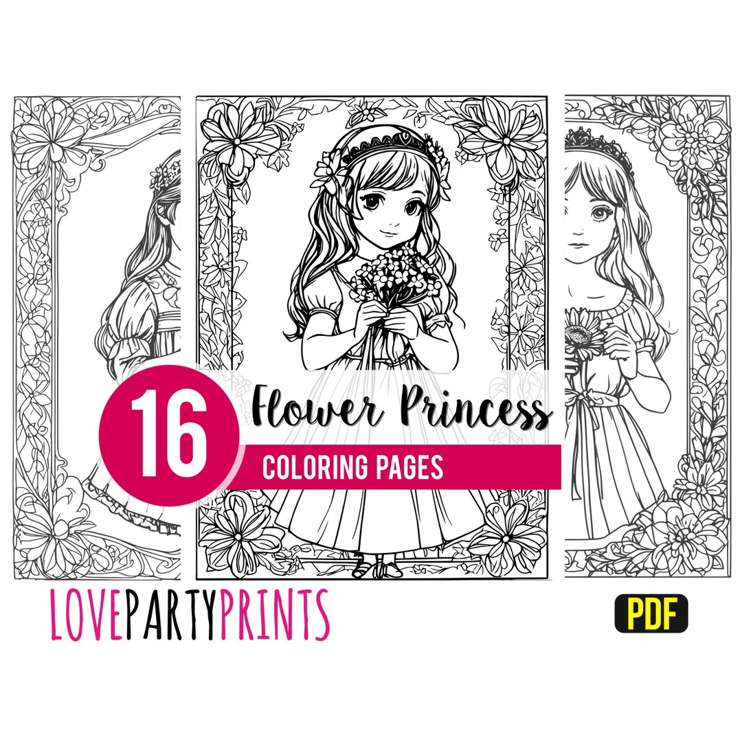 Flower Princess Coloring Book PDF Adults & Kids Page Book - Etsy