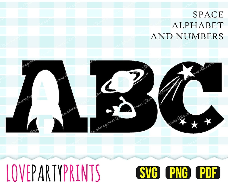 SPACE FONT SVG Png Pdf Space Alphabet and Numbers Clipart | Etsy Canada
