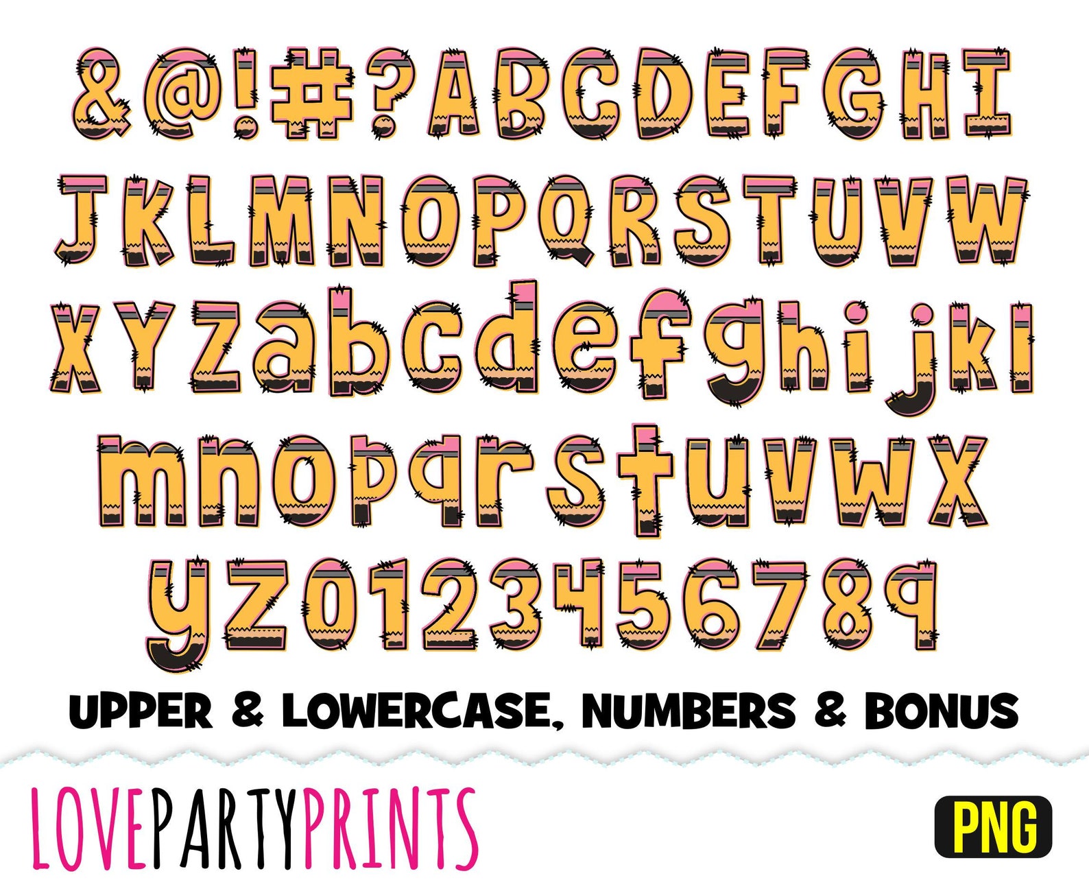 Pencil Alphabet Doodle PNG Font, Uppercase and Lowercase Alphabet ...