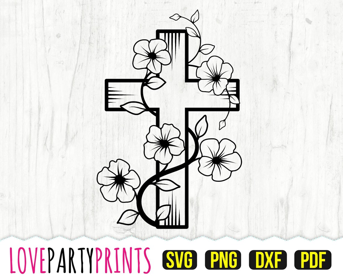 Floral Cross SVG DXF PNG Pdf Flower Cross Svg Faith Svg - Etsy