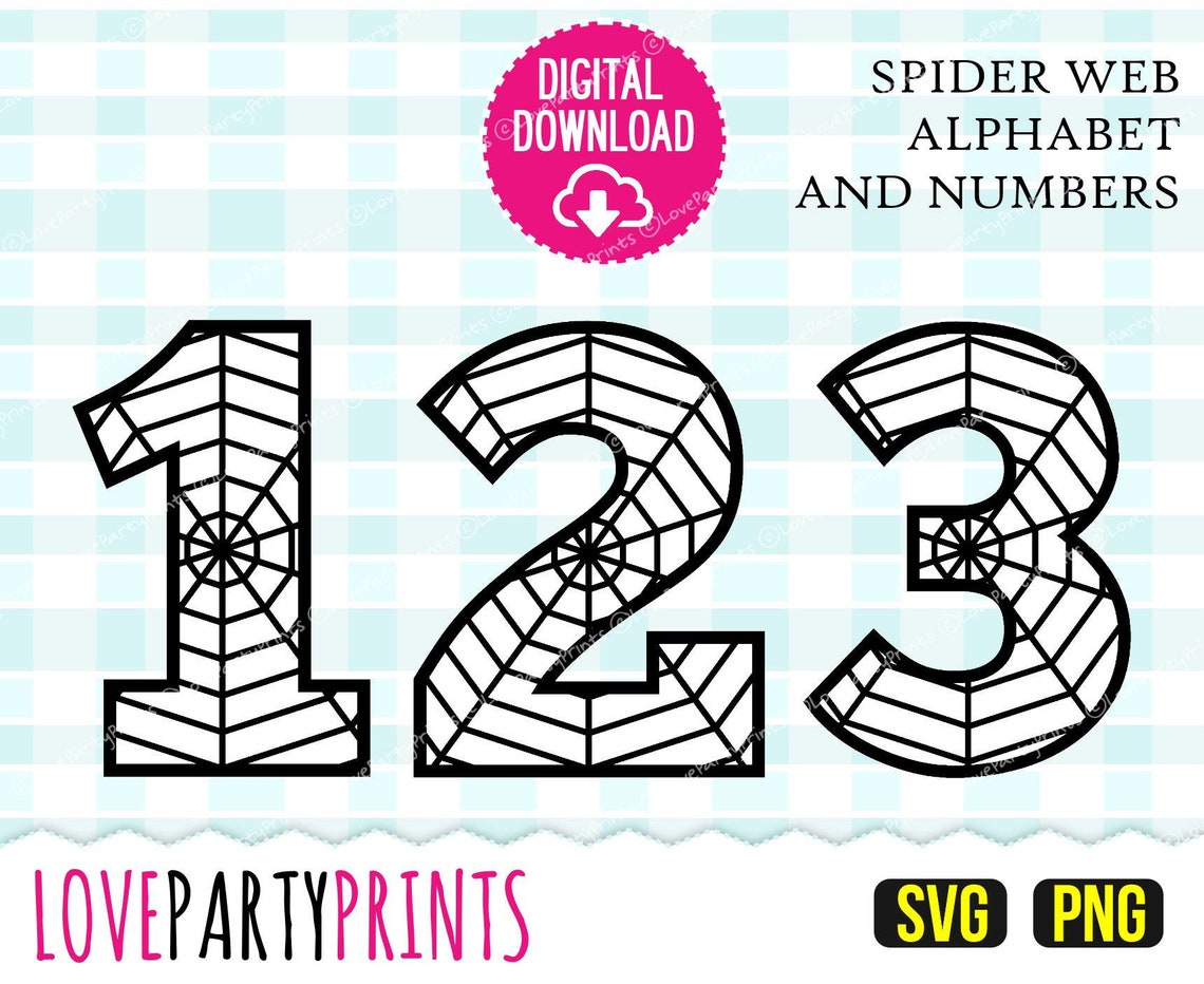 SPIDER WEB Alphabet and Numbers SVG and Png Halloween Banner - Etsy
