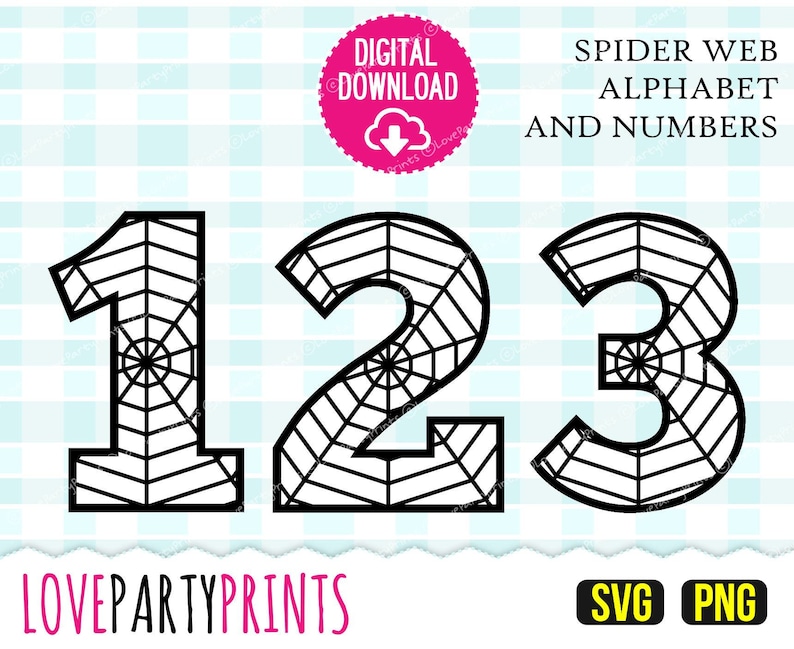 SPIDER WEB Alphabet and Numbers SVG and Png Halloween Banner | Etsy