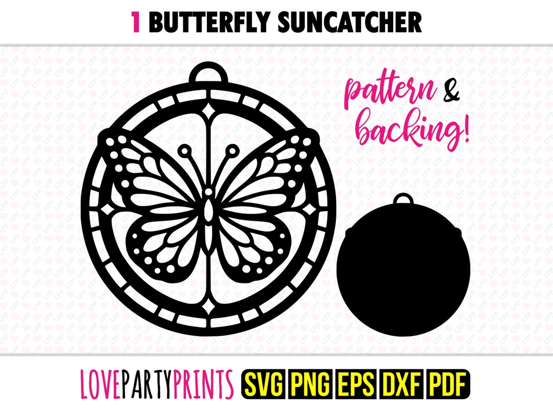 Butterfly Suncatcher SVG, DXF, PNG, Pdf, Eps, Butterflies Ornament Sun ...