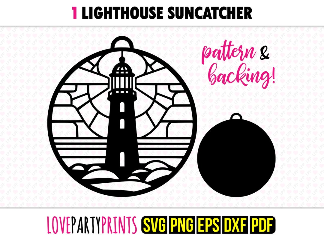 Lighthouse SVG Suncatcher, Dxf, Png, Pdf, Eps, Nautical Ornament Sun ...