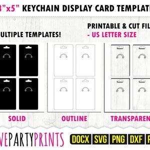 Keychain Display Card Template SVG, PDF, Png, Dxf, Blank Keychain ...