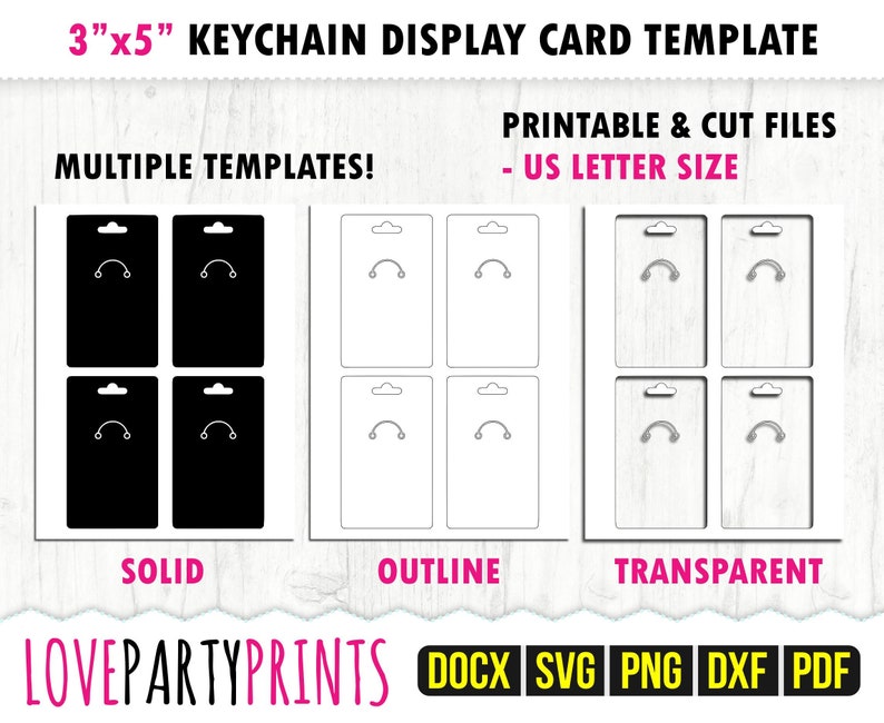 Keychain Display Card Template SVG, PDF, Png, Dxf, Blank Keychain ...
