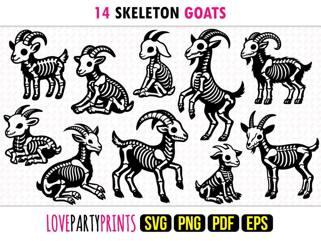 Goat Skeleton SVG Bundle, EPS, PNG, Pdf, Baby Kid Goats, Fall Farm ...