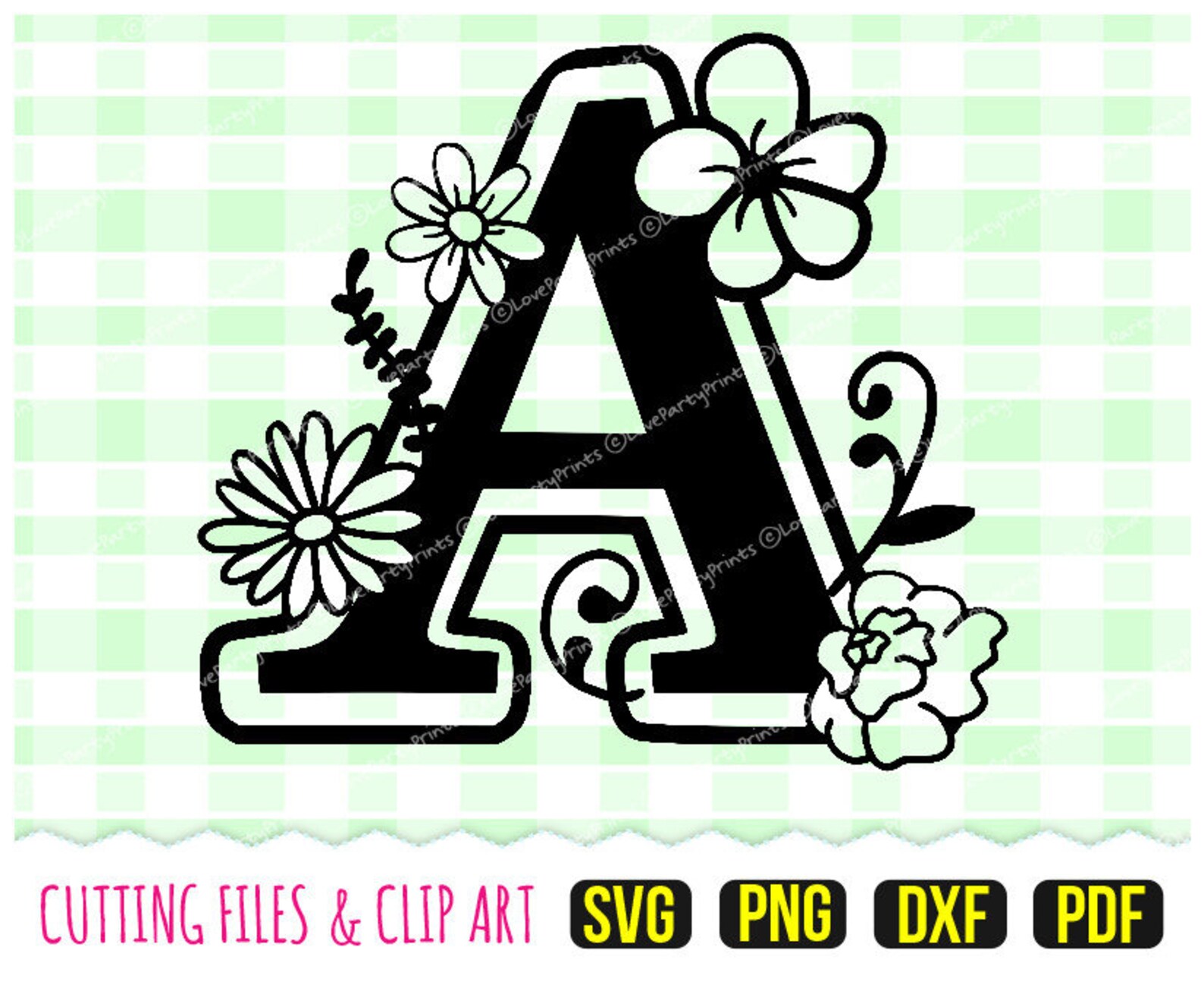 Floral Alphabet Letter Svg, DXF, PNG, PDF, Initial Svg, Vector Files ...