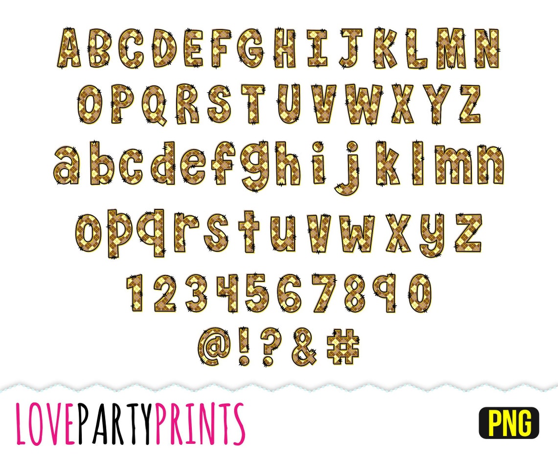 Fall Plaid Doodle Letters Numbers PNG Font Uppercase & - Etsy