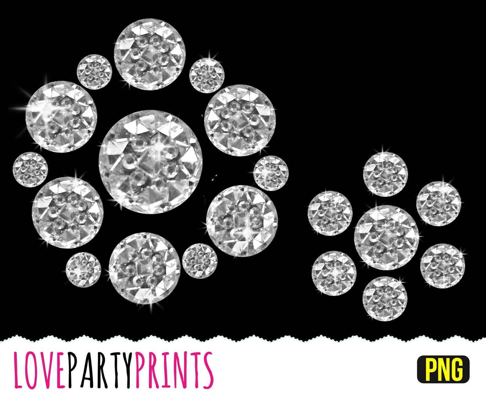 Diamond Borders Clipart, PNG Files, Diamond Confetti Clipart, Gems ...