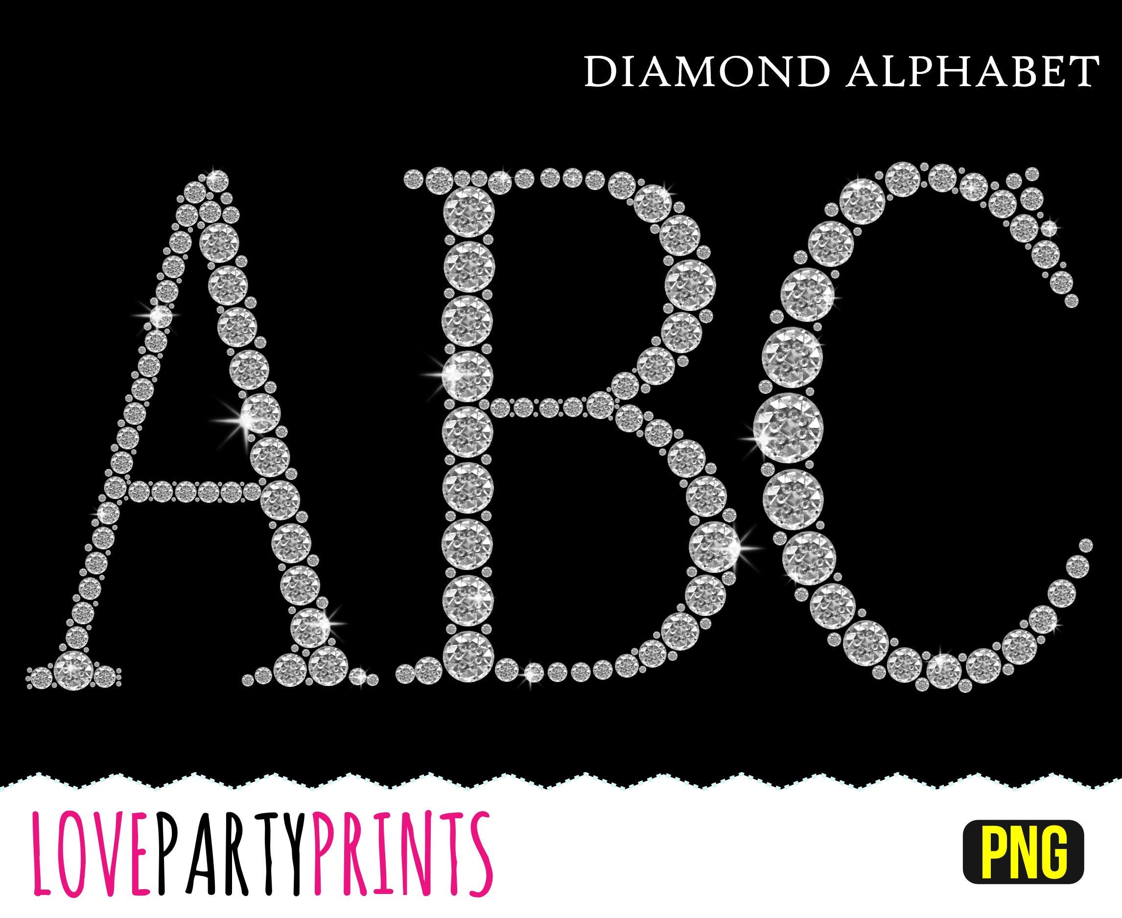 DIAMOND FONT PNG Files Full Diamond Alphabet 300dpi High - Etsy