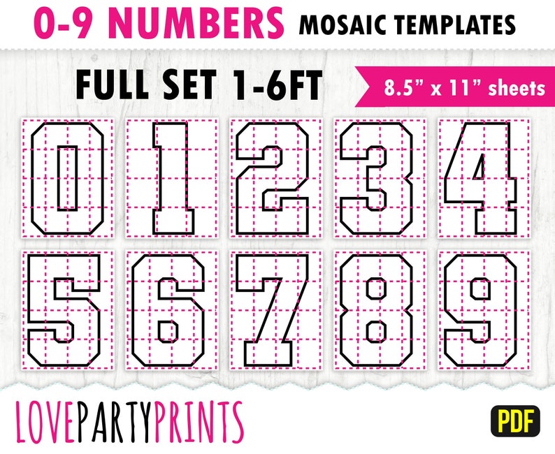 6ft 5ft 4ft 3ft 2ft 1ft 0-9 All Numbers Mosaic Balloons - Etsy