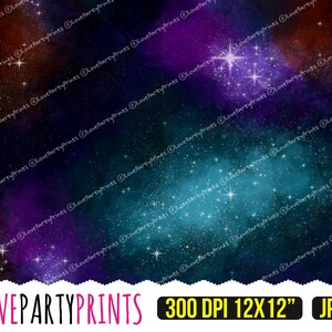 Space Backgrounds Digital Paper, 12x12" JPG 300dpi, Starry Night ...