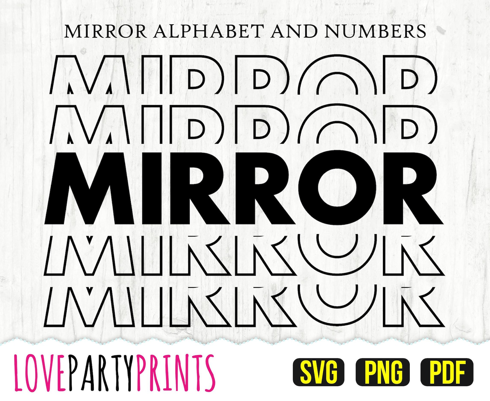 Mirror Font SVG PNG and Pdf Files Full Alphabet Stacked | Etsy