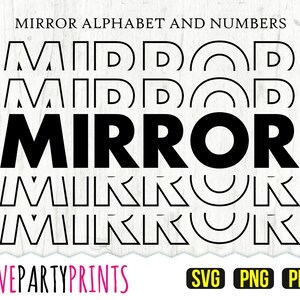 Mirror Font SVG PNG and Pdf files Full Alphabet Stacked | Etsy