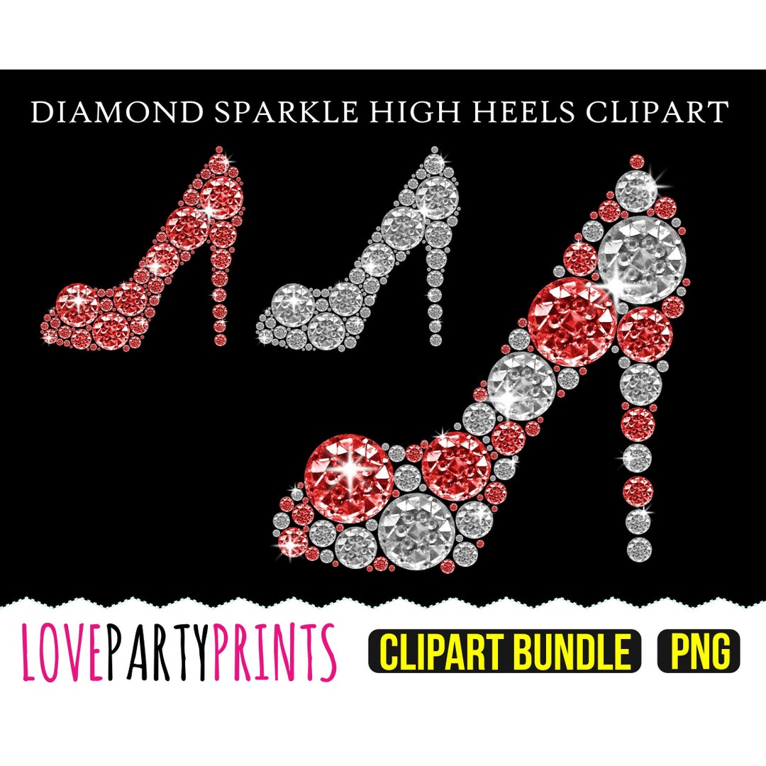 Diamond Heels Clipart PNG Files, Rhinestone Heels Clipart, Silver ...