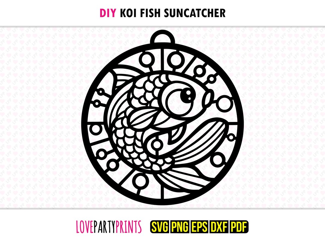 Fish Suncatcher SVG, Dxf, Png, Pdf, Eps, Koi Window Ornament Sun ...