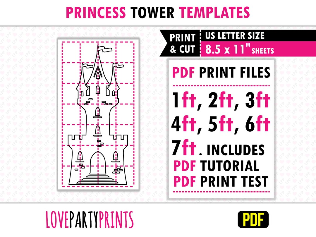 Princess Tower Stencil PDF, Birthday Wedding Life Size Silhouette Props ...