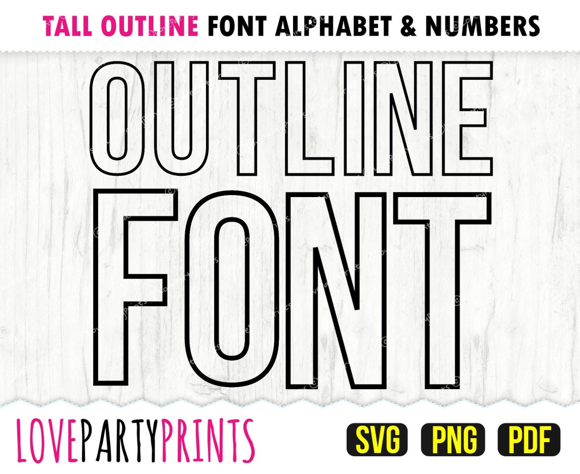SKINNY Outline Letters and Numbers SVG Png and Pdf Files - Etsy
