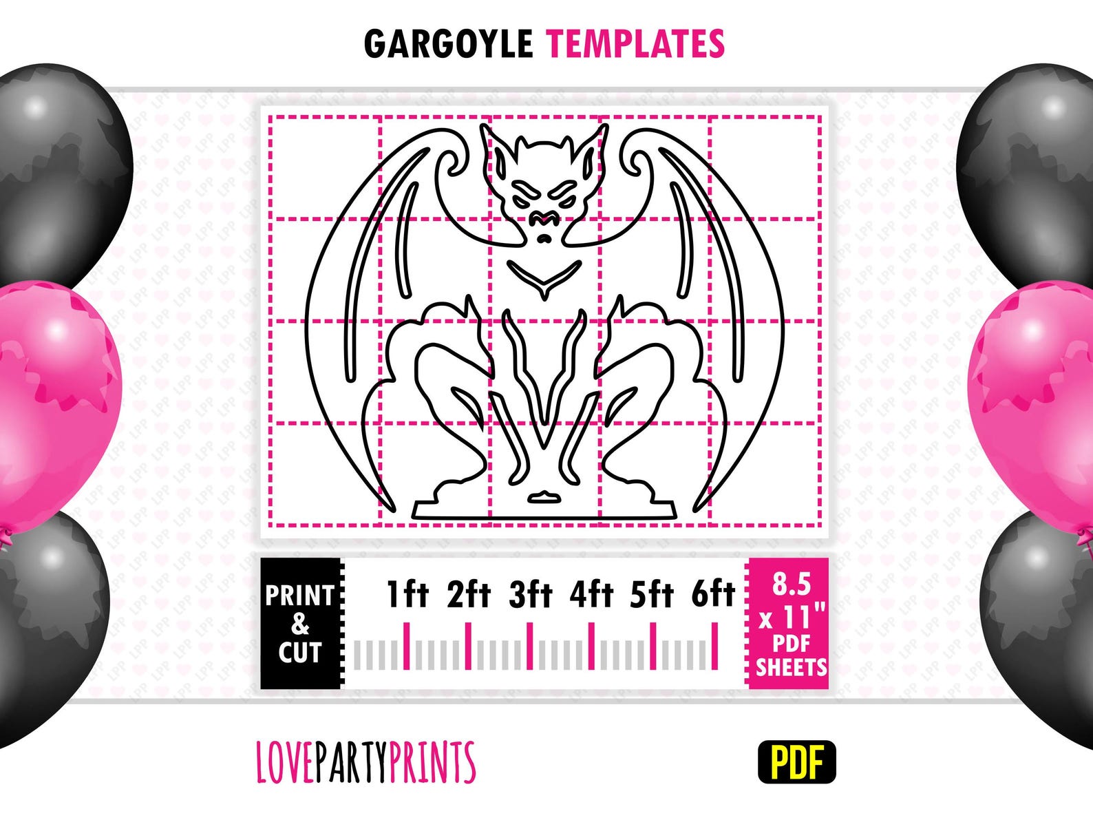 Life Size Gargoyle Template PDF, Print & Cut Templates, Halloween ...