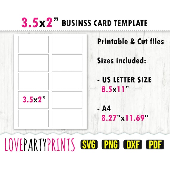 A4 Business Card Template