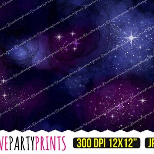 Space Backgrounds Digital Paper, 12x12" JPG 300dpi, Starry Night ...