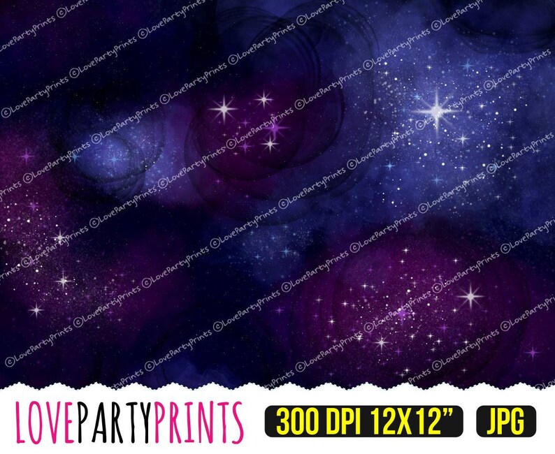 Space Backgrounds Digital Paper, 12x12" JPG 300dpi, Starry Night ...