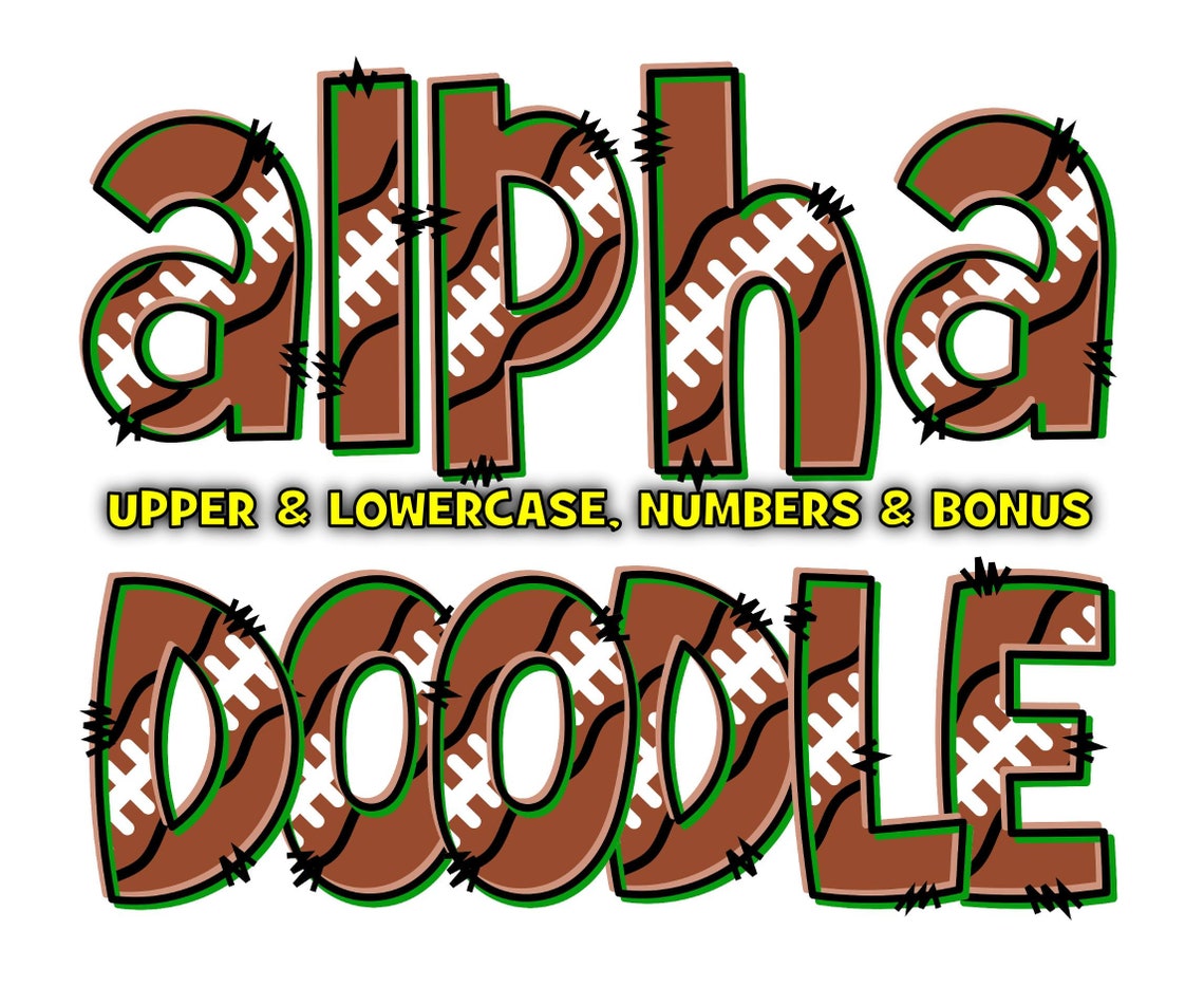 Football Alphabet Doodle PNG Font Uppercase and Lowercase - Etsy