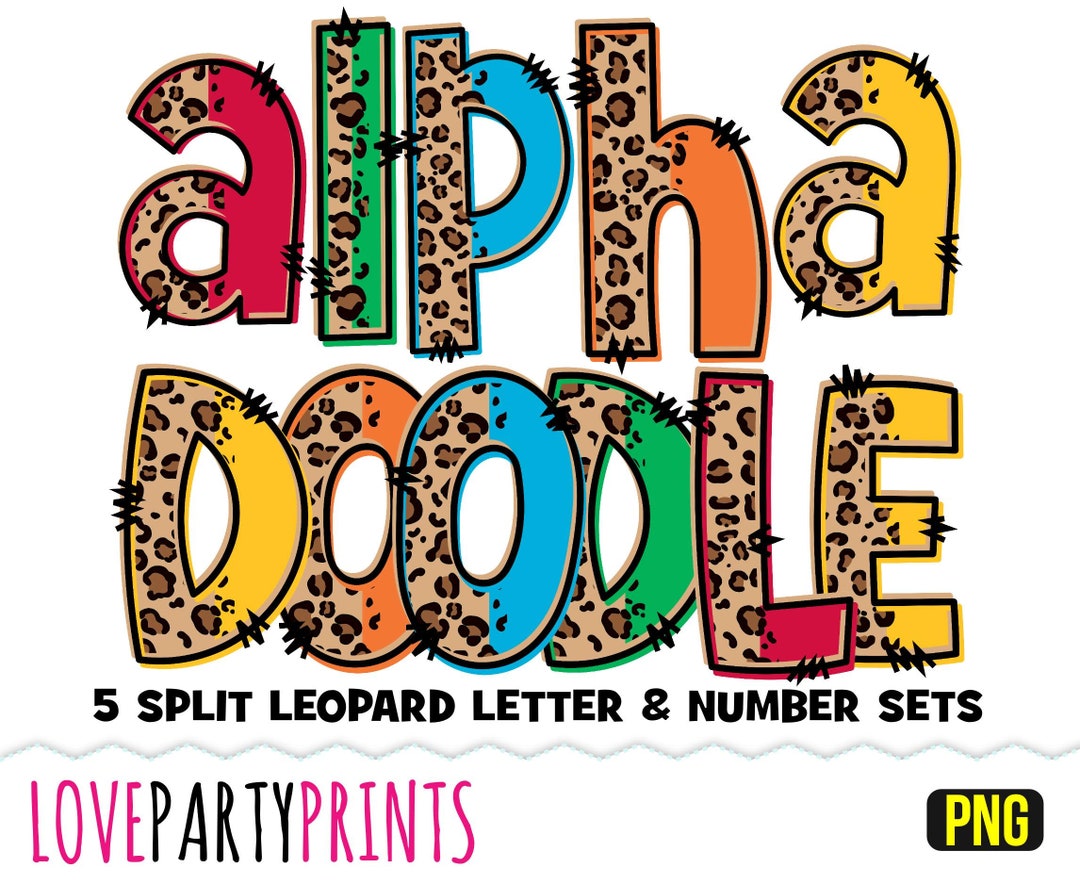 Leopard Split Alphabet Doodle Bundle Uppercase & Lowercase - Etsy