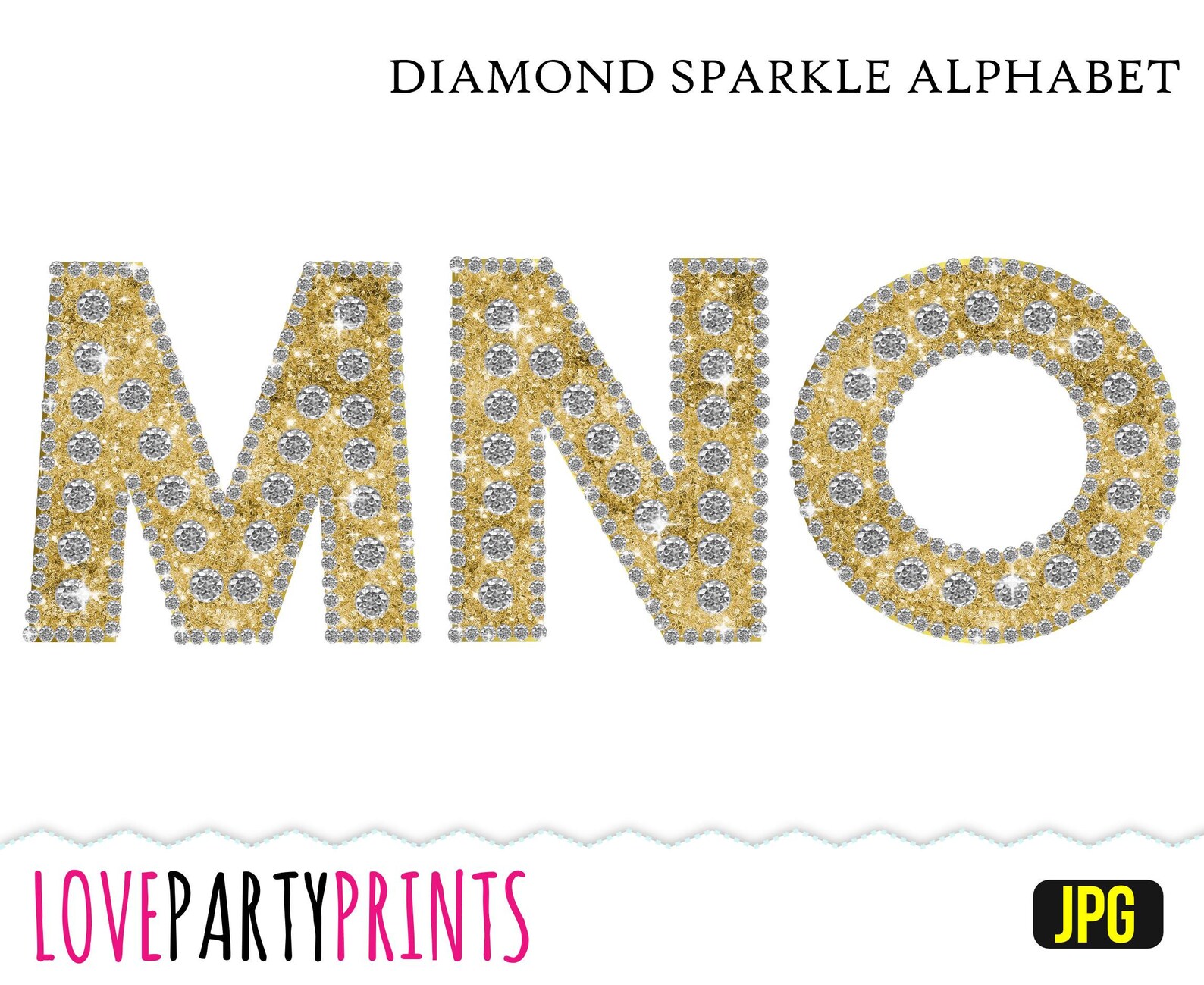 Gold and Diamond Sparkle Font JPG Files, Diamond Letters Clipart ...