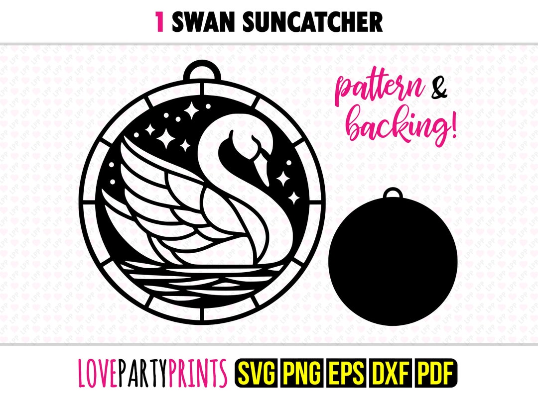 Swan Suncatcher SVG, DXF, PNG, Pdf, Eps, Wildlife Swans Bird Hanging ...