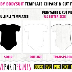 Baby Bodysuit Template SVG, PDF, Png, Dxf, Blank Bodysuit Template, US ...