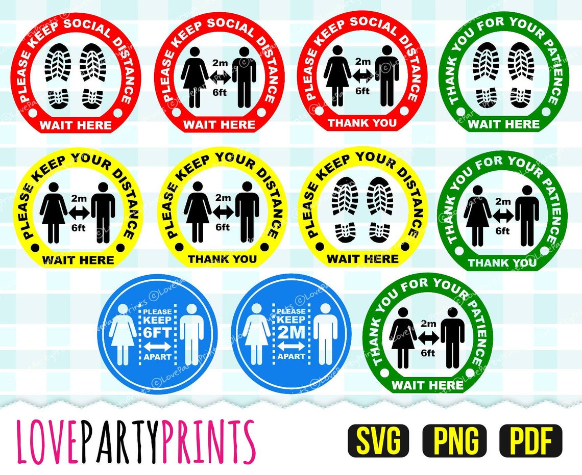 Social Distancing Signs SVG PNG PDF Floor Signs Window - Etsy UK