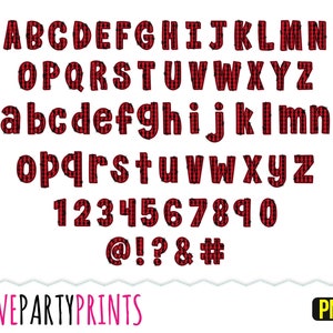Plaid Doodle Letters Numbers PNG Font, Uppercase & Lowercase Alphabet ...