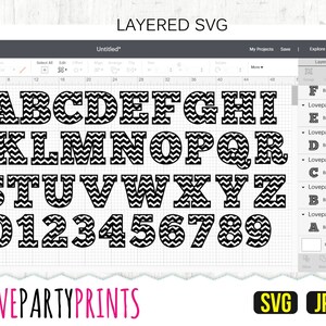 CHEVRON ALPHABET and Numbers SVG and Jpg, 300dpi High Quality, Create ...