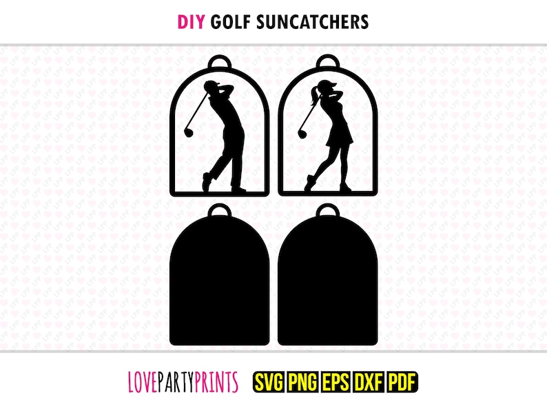 Golf Suncatcher SVG, Dxf, Png, Pdf, Eps, Sport Window Ornament, Sun ...