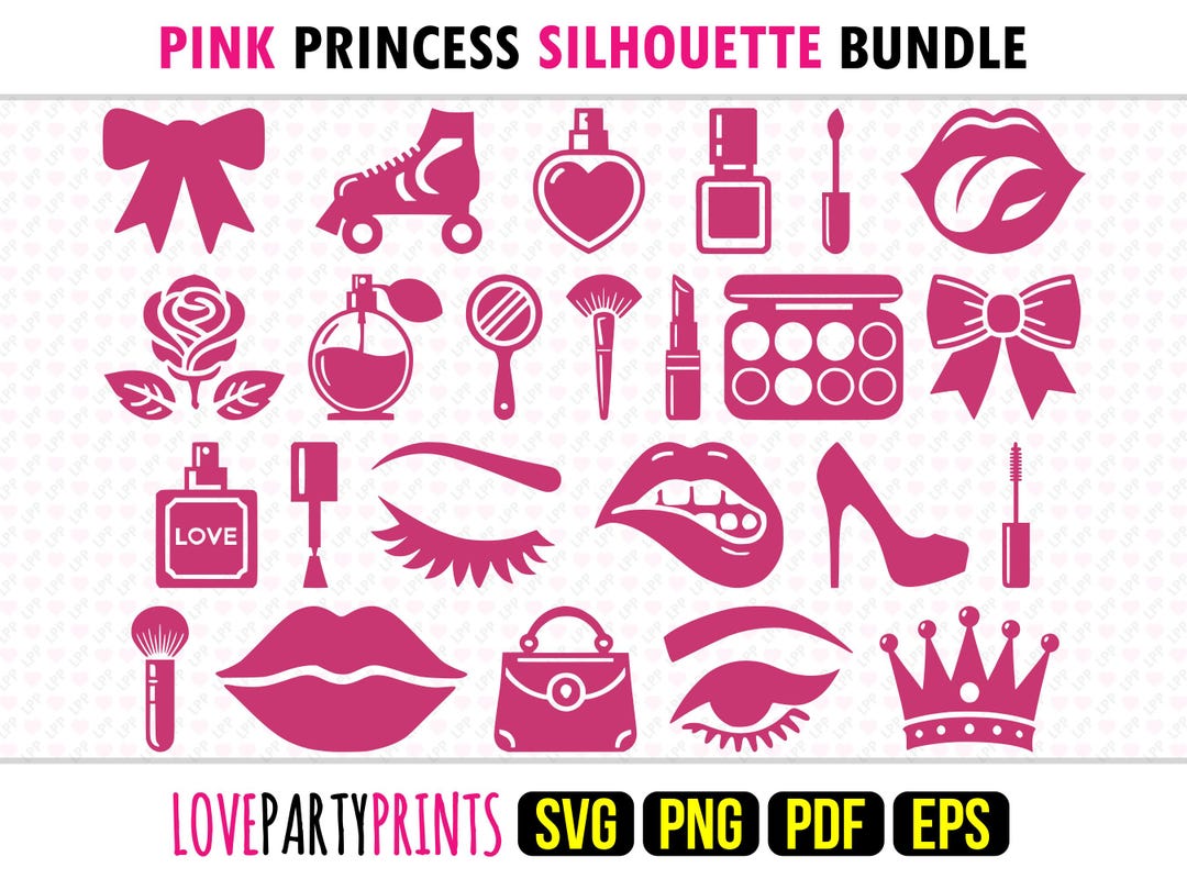 Pink Princess Icon Clipart SVG, PNG, EPS, Pdf, Party Girl Doll Makeup ...