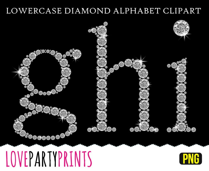 DIAMOND LETTERS Clipart PNG files Full Diamond Alphabet | Etsy