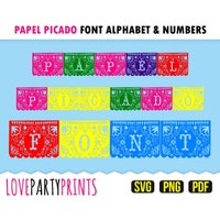 Papel Picado Font Svg, All Letters + Numbers, Papel Picado Banner ...