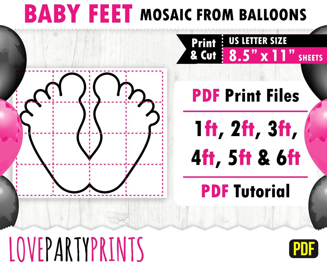 Baby Feet Mosaic From Balloons Template PDF 1ft 2ft 3ft - Etsy