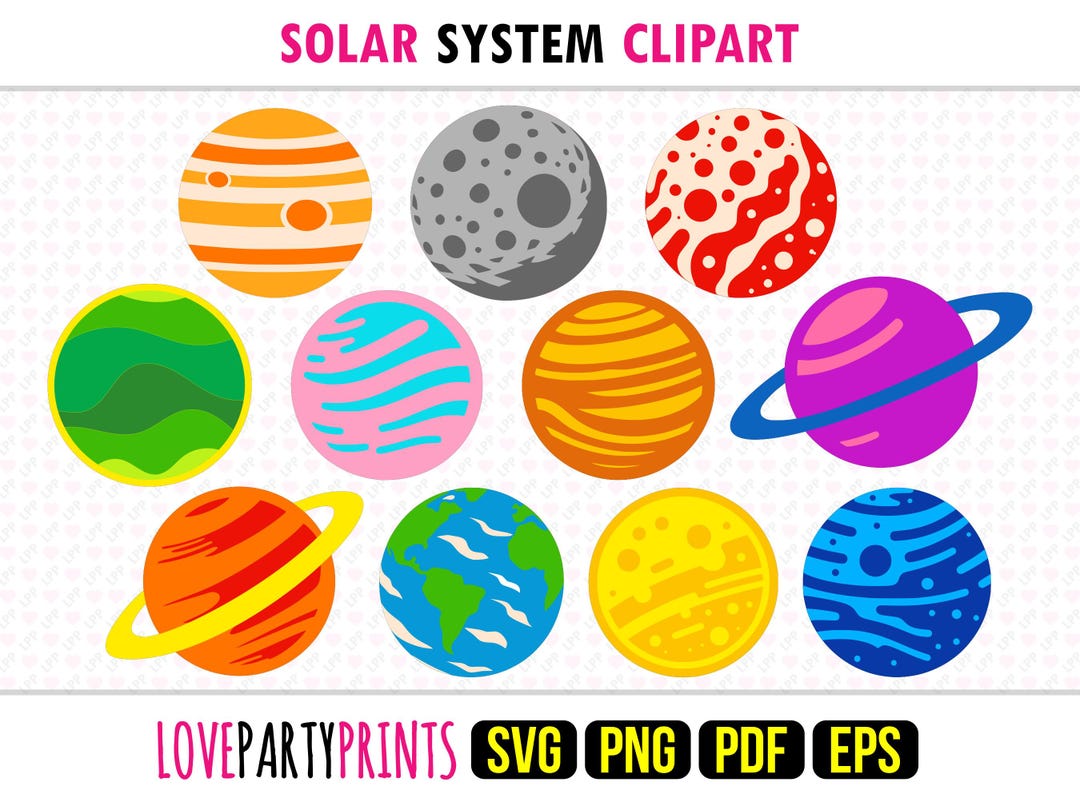 Solar System Clipart SVG, PNG EPS Pdf, 11 Templates, Planets, Earth ...