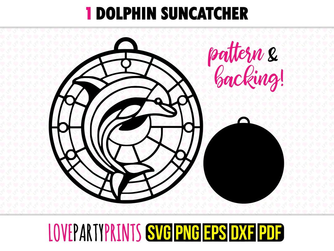 Dolphin Suncatcher SVG, Dxf, Png, Pdf, Eps, Dolphins Waves Ornament Sun ...